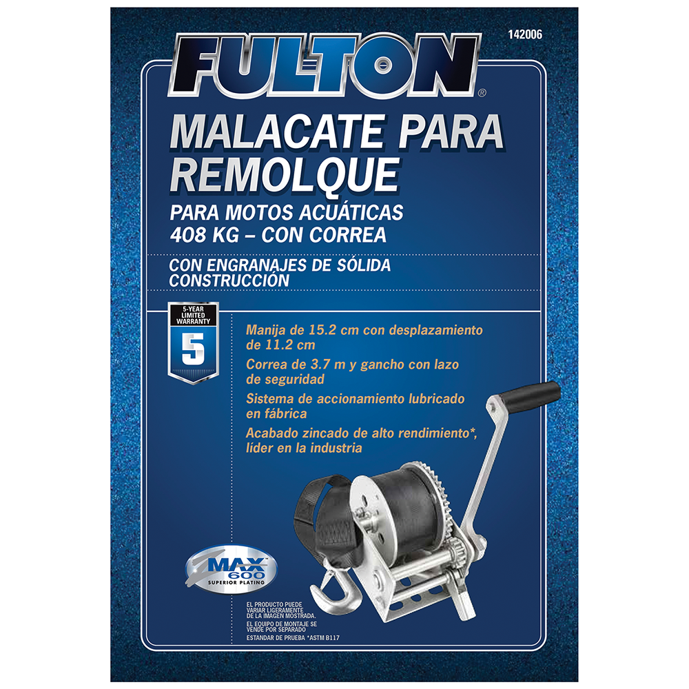 Fulton Trailer Winch - 1100 lbs Capacity - No Strap - Clear Zinc - 5 ...