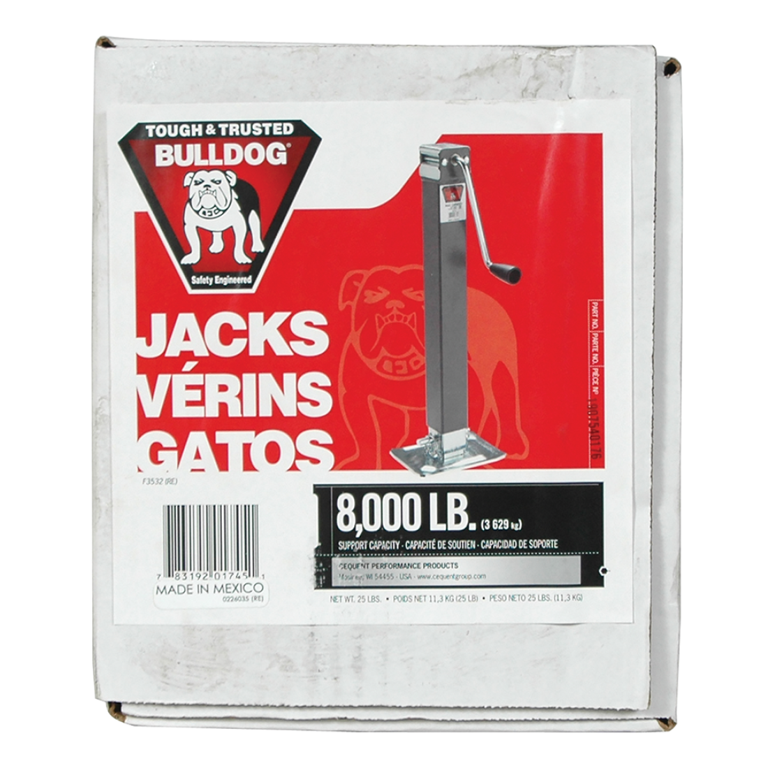 Bulldog 8K Drop Leg Jack - Trailer Support with Sidewind | TrailerJacks.com