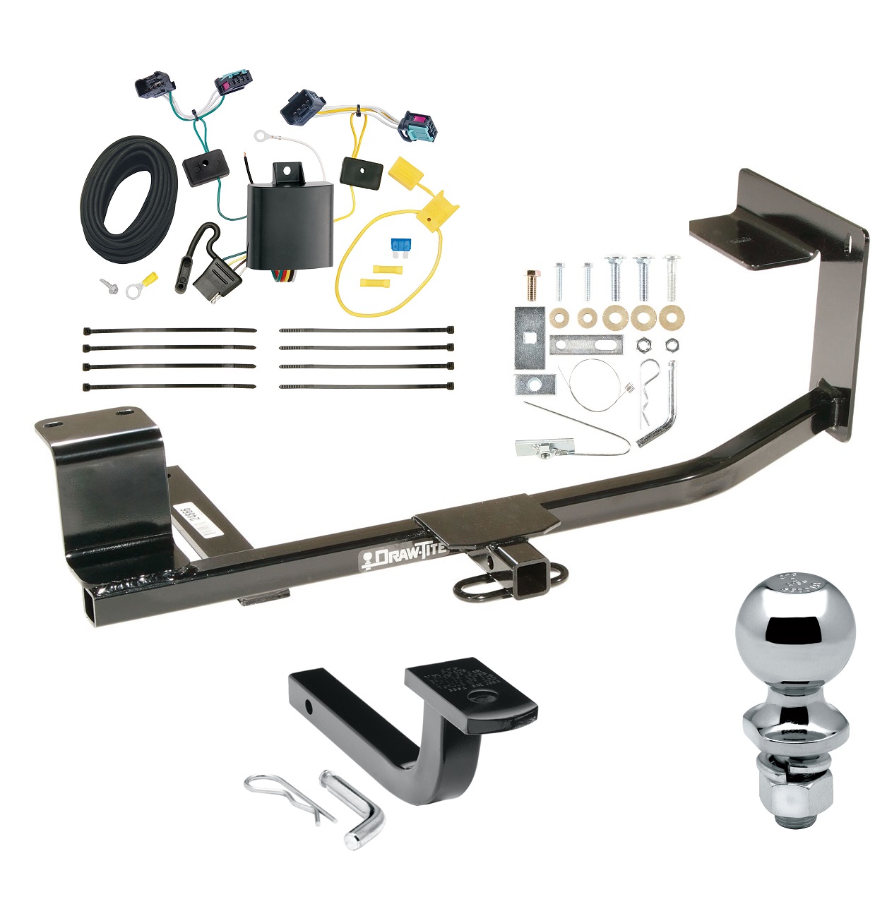Trailer Tow Hitch For 05 10 Volkswagen Jetta Sedan Complete Package w Wiring Draw Bar and 2 Ball TrailerJacks
