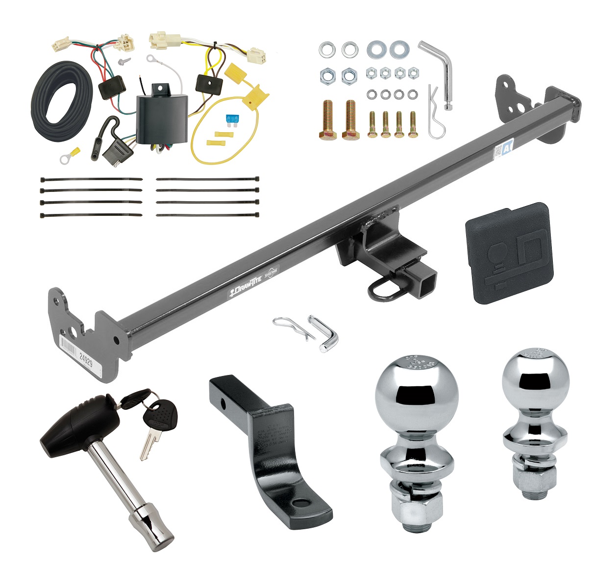 Trailer Tow Hitch For 15 19 Toyota Yaris Except SE 20 22 Yaris Sedan Deluxe Package Wiring 2 and 1 7 8 Ball and Lock