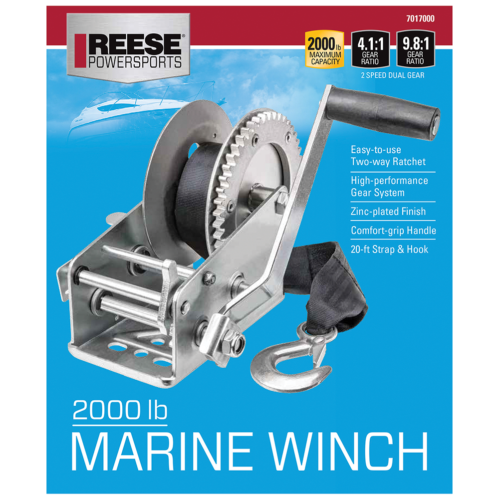 Fulton Trailer Winch Two-Speed 2000 lbs Capacity 20 ft Strap Clear Zinc ...