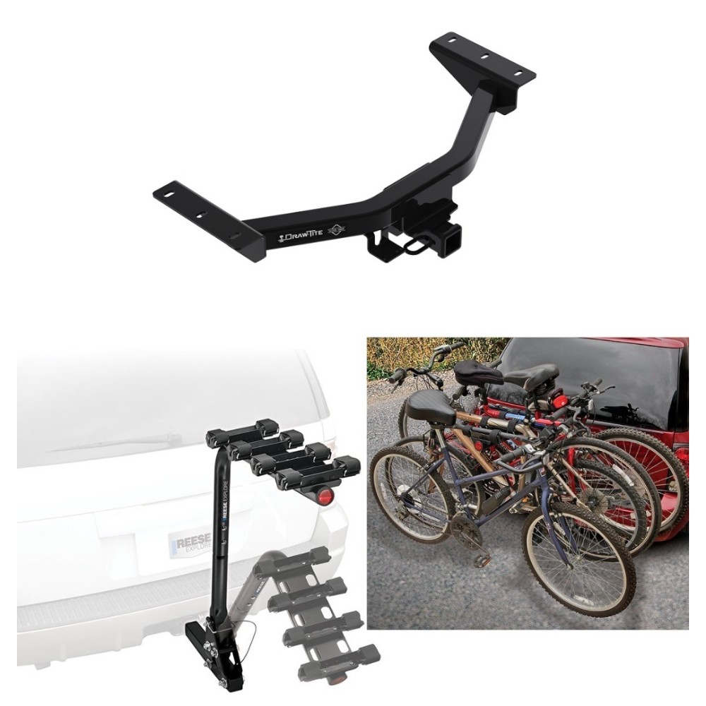 Trailer Hitch w/ 4 Bike Rack For 19-22 Honda Passport All ...